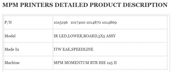Mpm Printer 1015196 IR LED 1017400 Origin New ITW EAE